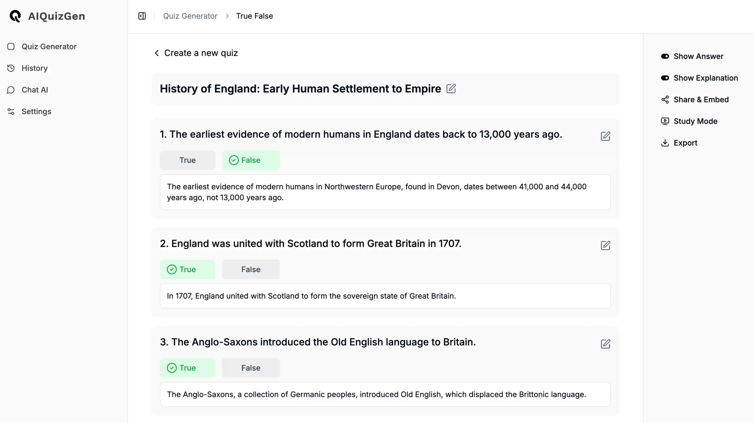 AIQuizGen - AI True False Quiz Generator